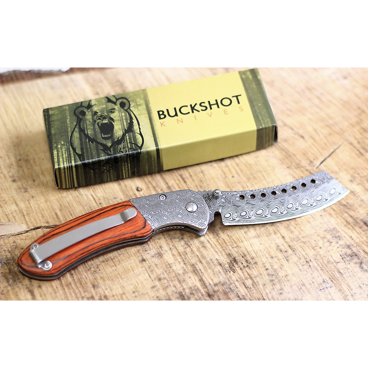 Wartech Buckshot Knives Thumb Open Spring Assisted Cleaver Classic Pocket Knife (PBK219DS)