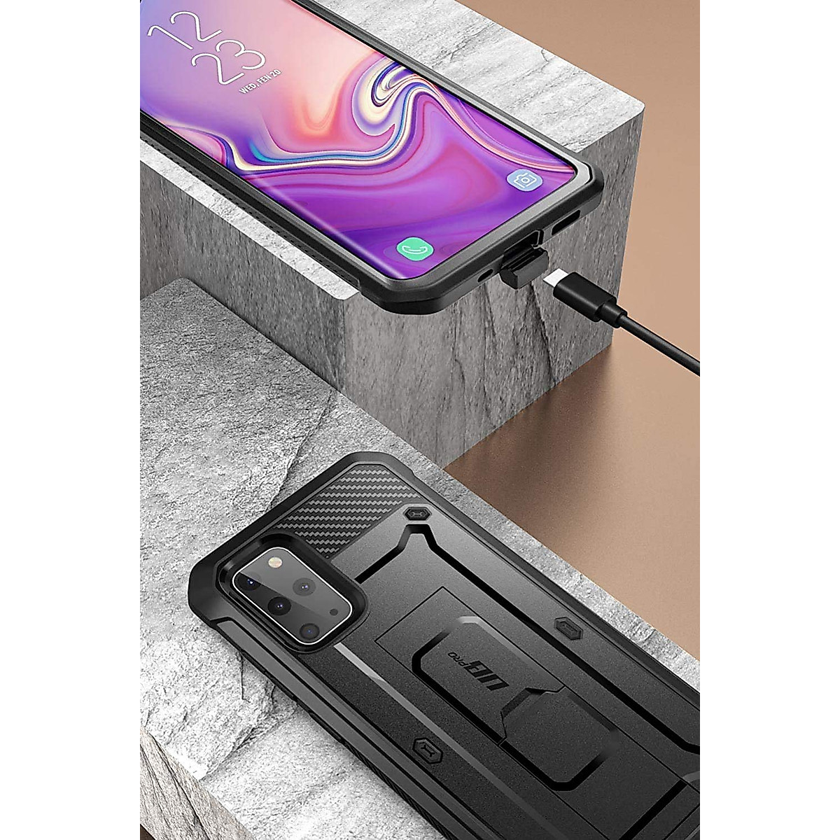 SupCase UB Pro Series Designed for Samsung Galaxy S20 Plus Case / S20 Plus 5G Case (2020 Release), Full-Body Dual Layer Rugged Holster & Kickstand Case Without Built-in Screen Protector (Black)