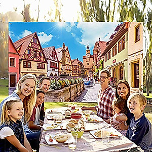 in The Style of Oktoberfest Festival Decorations, Extra Large Bavarian Street Scenery Sign Poster Festival Background Banner Photo Booth Backdrop with Rope Festival Party Supplies, 70.8 x 43.3 Inch()