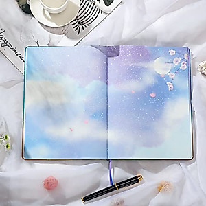 SIIXU Starry Sky Writing Journal for Women, Men, Unique Colorful Blank Notebook for Daily Notes, Gratitude, Dreams or Planning, 7.5” x 10.2", 160 Pages, 2 Bookmarks, Large, Hardcover, Unlined