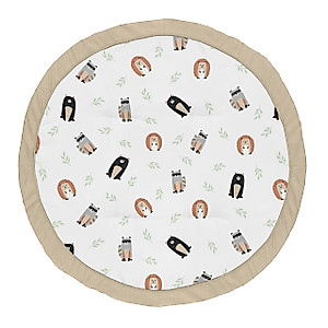 Sweet Jojo Designs Woodland Forest Animals Boy or Girl Baby Playmat Tummy Time Infant Play Mat - Beige, Grey, Black and White Bear Raccoon Hedgehog Gender Neutral