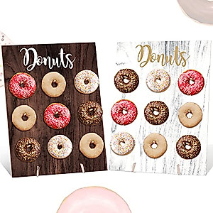 Donut Wall Donut Stand Dessert Table Treats Holder Doughnut Food Buffet Display Stand Pegboard Party Decoration Centerpieces Ideas Reusable Set of 1 Rustic Wooden Board Double Sided Black and White