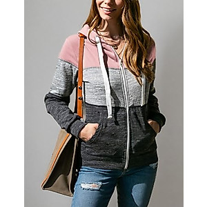 DOUBLJU Lightweight Thin Zip-Up Casual Hoodie Jackets for Womens with Plus Size