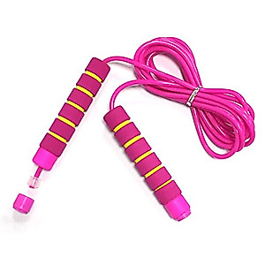 Jump Rope for Kids - Adjustable Soft Skipping Rope with Skin-Friendly Foam Handles for Kids, Boys, Girls, Children - Outdoor Fun Activity, Great Party Favor, Exercise Activity & Fitness - Pink & Green