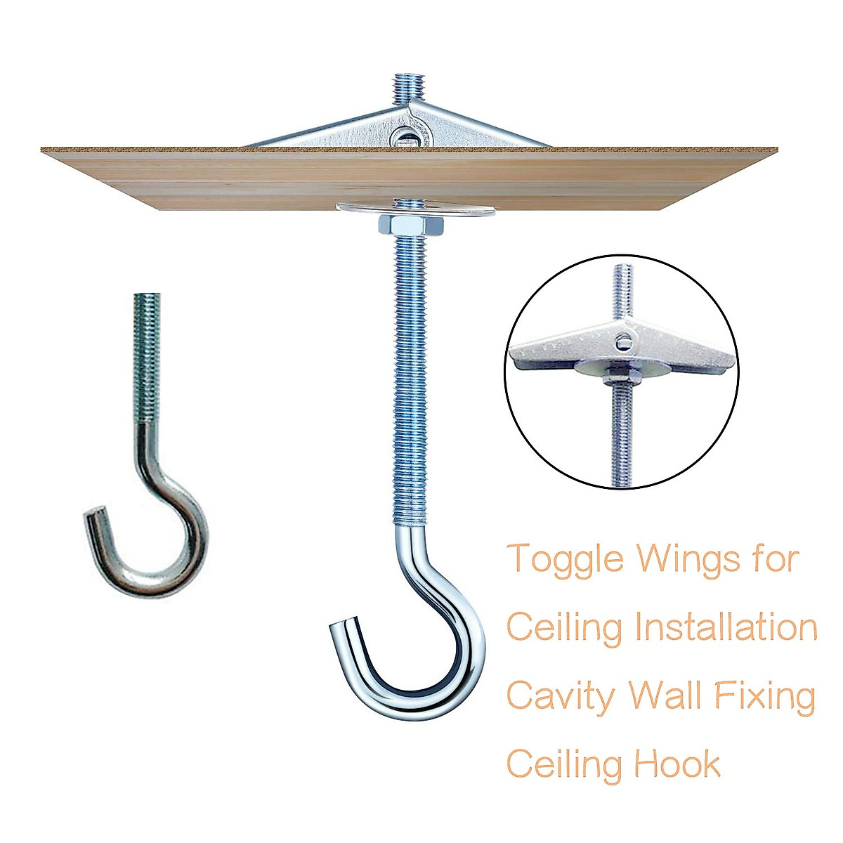 Lainrrew 8 Packs Ceiling Hooks, Ceiling Hooks for Hanging Plants, Swag Hooks Plant Hooks Toggle Hooks with Screws and Toggle Wings for Ceiling Installation Wall Fixing