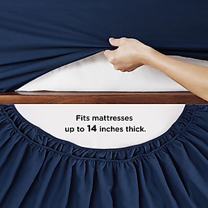 Bedsure Navy Bedding Sets Queen - 7 Pieces Solid Bed in a Bag, Queen Bed Set Navy with Comforter, Sheets, Pillowcases & Shams