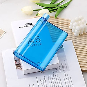 Reusable Slim Flat Water Bottle 420ml Portable - Fits in Pocket &Random Corner.Portable Cup for School,Sports, Travel, Dining Time