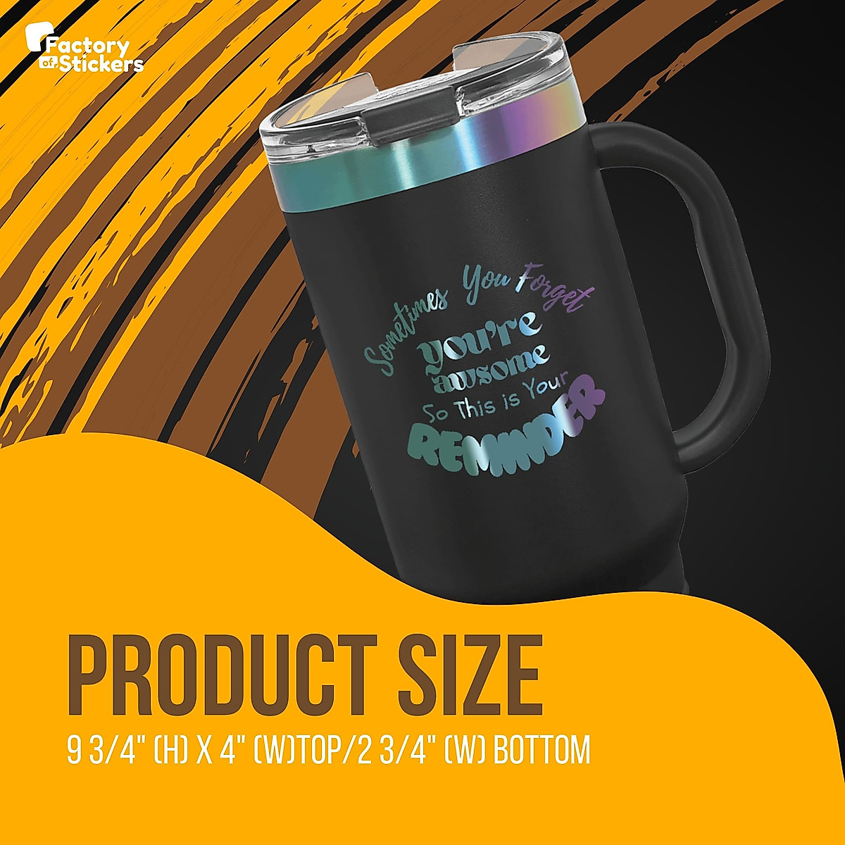 Factory of Stickers Gift for Women: 40oz Black Prism Ion - Plated Travel Mug – sometimes you forget you're awesome so this is your reminder Laser Design, Insulated with Straw for Hot & Cold Drinks