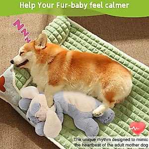 OKAMDERT Puppy Heartbeat Toy for Anxiety Relief, Soft Comfortable Heartbeat Puppy Toy, Calming Aid Heartbeat Plush Toy Dog, Heartbeat Stuffed Animal Dogs Heartbeat Simulator.Grey