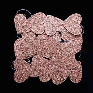 Rose Gold Love Heart Hanging Paper Garlands Decorations Wedding Valentines Bachelorette Party Ceiling Hangings Bridal Shower Engagement Party Favors Decorations, 52ft