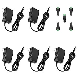 Arkare 5V 2A Power Supply Adapter DC 5V 2000mA Power Cord AC/DC Charger AC 100V-240V to DC 5 Volt 1.5A 1Amp 0.5A for Security Camera Baby Monitor Graco Swing TV Box Raspberry Pi USB Type C (5 Pack)
