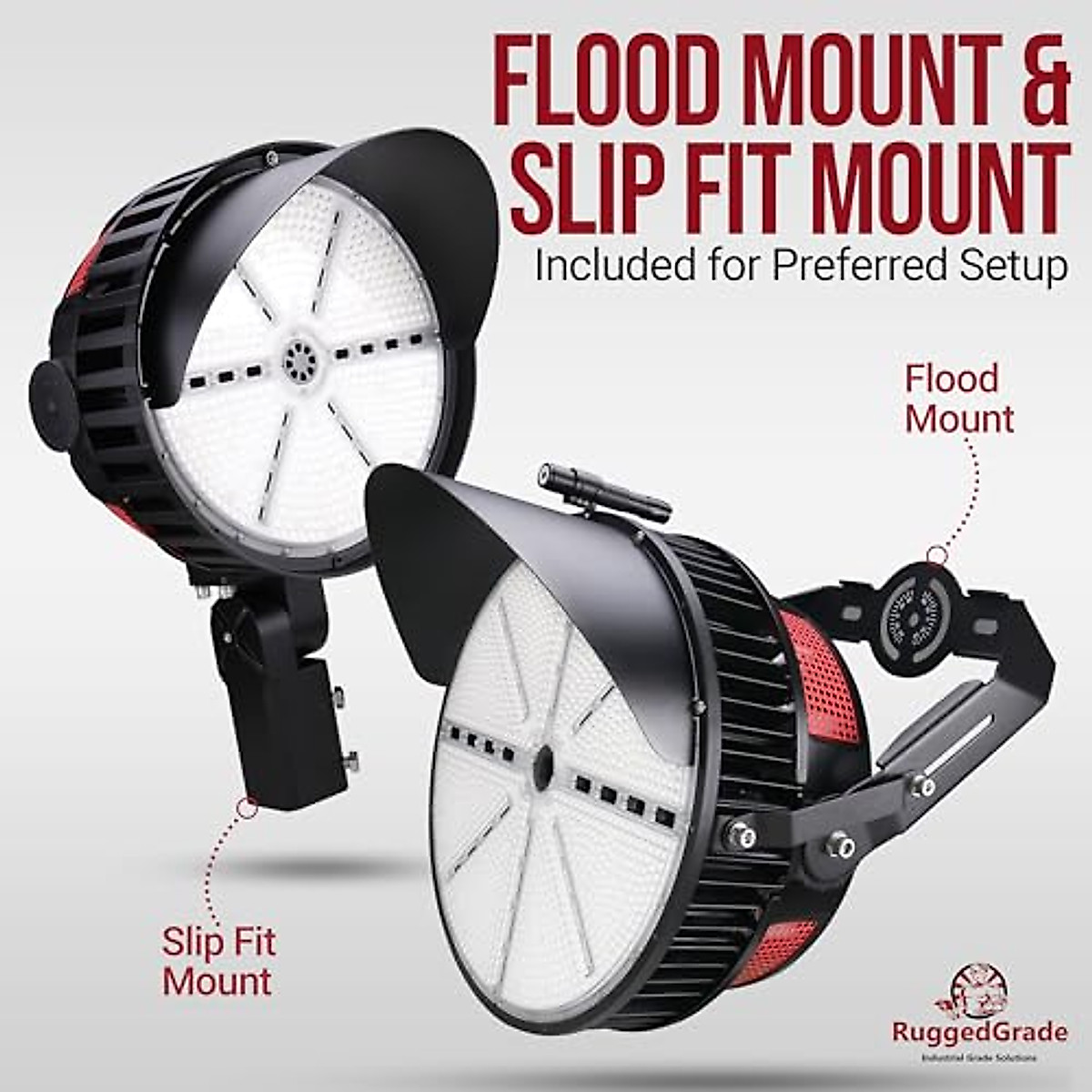 RuggedGrade 277-480V - 500W StadiumPro III LED Stadium Lights - 66,500 Lumen - 5000K - 30 Degree - Flood Mount