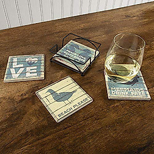 Primitives by Kathy 30899 Absorbent Stone Coaster Set, Beach