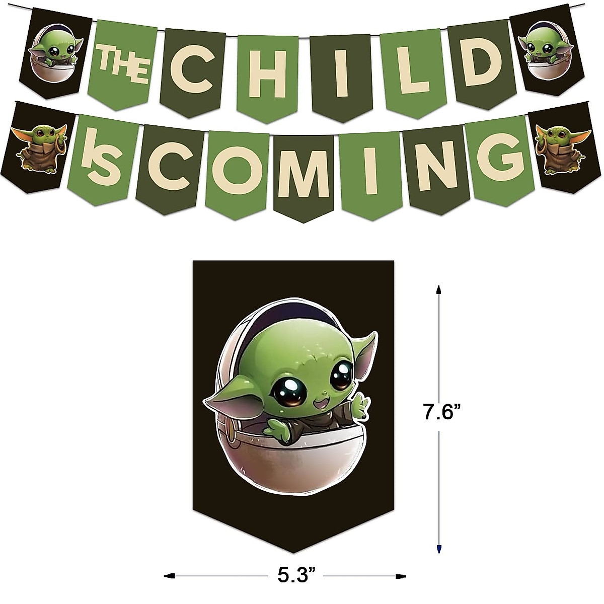 Baby Yoda The Child Is Coming Baby Shower Decorations, Baby Shower Party Supplies with Foil Baby Yoda Balloon, The Child Is Coming Banner, Cake Toppers, Balloons for Kids Boys Party