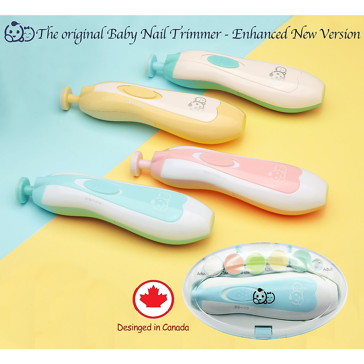 Royal Angels Baby Nail File 21 in 1, Safe Electric Baby Nail Buffer, Extra 13 Replacement Tools, Baby Nail Kit, Baby Nail Trimmer, Newborn Toddler Toes and Fingernails Clipper, Trim and Polish (Blue)