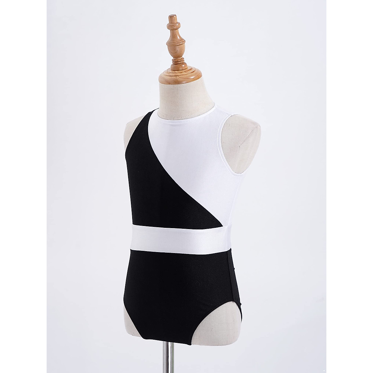 Freebily Sleeveless Gymnastics Leotard for Girls Color Block Ballet Dance Bodysuit Sports Unitard Training Outfit Swimwear Black&White 16 Years