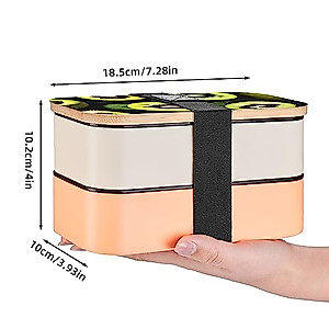 Green Kiwi Adult Lunch Box, Bento Box, With Cutlery Set Of 3, 2 Compartments, Rectangular, Lunch Box For Adults