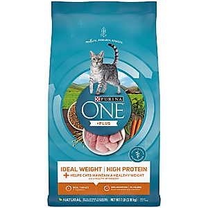 Purina ONE High Protein, Healthy Weight Dry Cat Food, +Plus Ideal Weight With Turkey - 7 lb. Bag