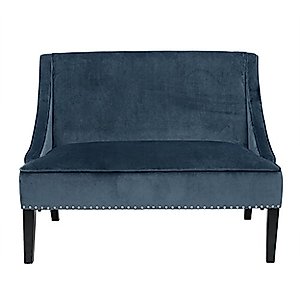 Madison Park Avalon Swoop Arm Settee Blue/Brown See Below, MP106-0383