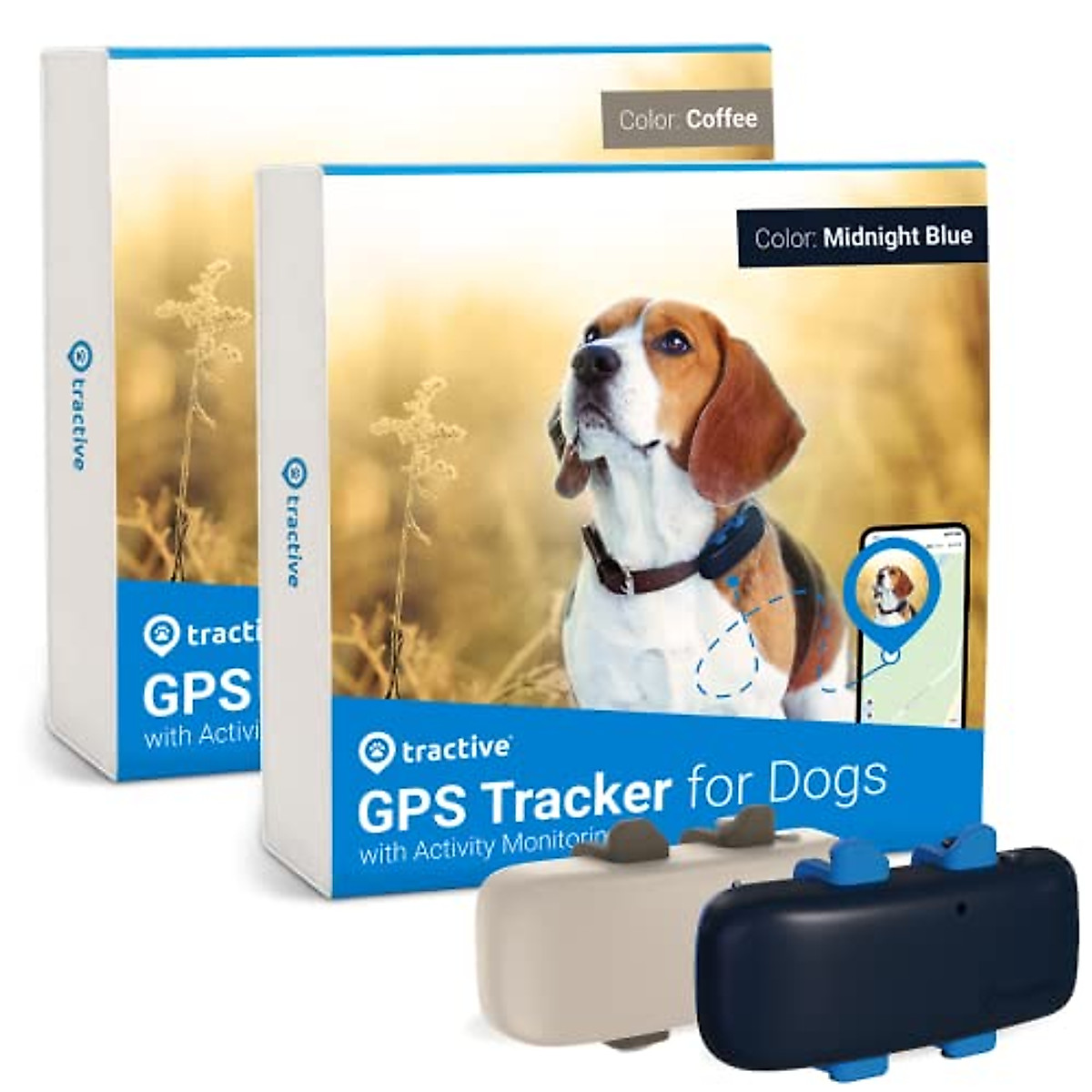 Tractive Waterproof GPS Dog Trackers - Location & Activity, Unlimited Range & Works with Any Collar (Pack of 2)