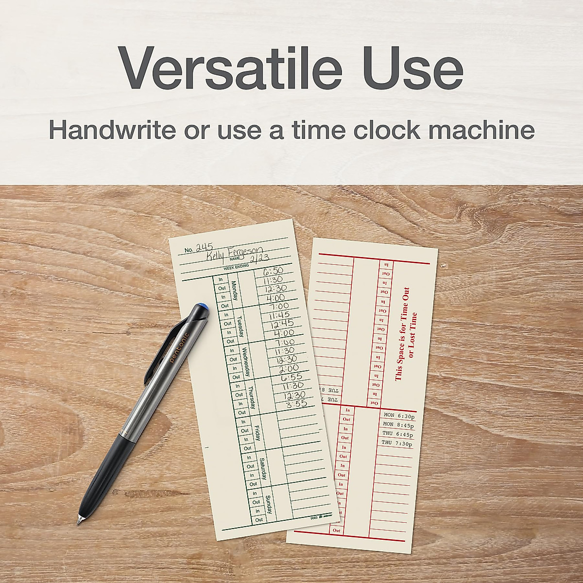 Adams Time Cards, Weekly, 2-Sided, Overtime Format, 3-3/8" x 8-1/4", Manila, Green/Red Print, 200-Count (9660-200)