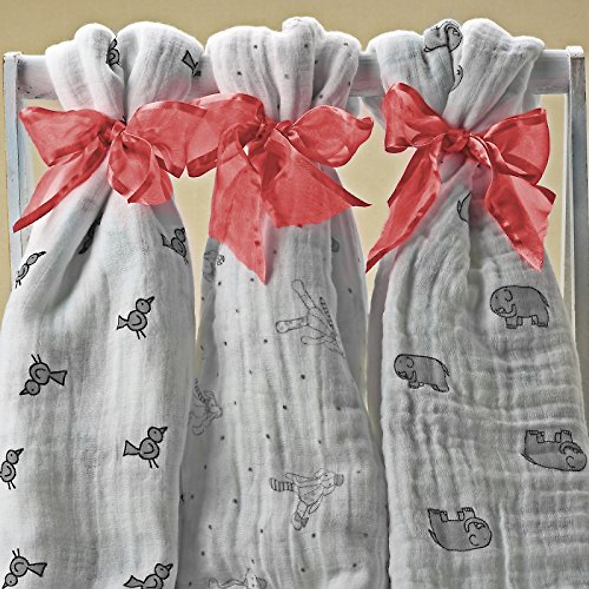 Maki's Connecting Hearts Baby Muslin Swaddle Blankets 3 + 3 Pk Large100% Cotton Newborn Receiving Blanket
