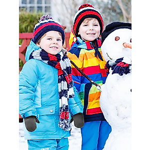 3 Pairs Baby and Toddler Winter Mittens Newborn Infant Fleece Warm Mittens Snow Gloves for Baby Boy and Girl (Black, Grey, Navy Blue, 5-7 Years)