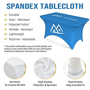 OUUKHGY Custom Tablecloth, Personalized Spandex Table Cloth with Bussiness Logo Text Photo Image, Rectangular Fitted Events Stretch Table Covers Washable Table Protector