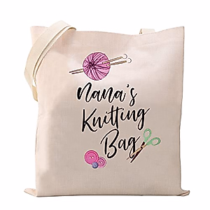 Nana’s Knitting Bag Grandma Knitting Tote Bag Knitting Lover Shopping Bag Nana Canvas Bag (Nanas Knitting Bag)