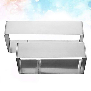DOITOOL 2pcs Stainless Steel Rectangular Cake Mold Cutter Molding Forming Layering Cake Pastry Rings Cookie Biscuit Baking Cake Mold Rings (Size S/L)