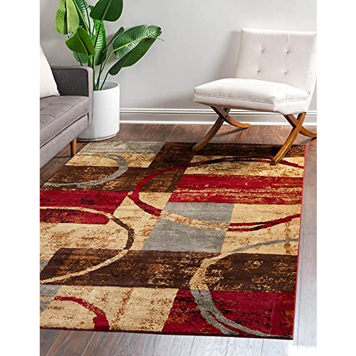 Unique Loom Barista Collection Area Rug - Kouillou (9' x 12' Rectangle, Multi/ Brown)