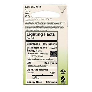 Westinghouse 3349120 50-Watt Equivalent MR16 Dimmable Bright White LED Energy Star Light Bulb with GU5.3 Base (6-Pack), 6 Count (Pack of 1)