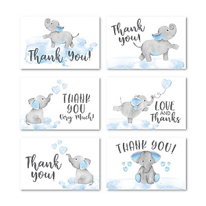 Hadley Designs 24 Blue Elephant Baby Shower Thank You Cards Boy Baby Shower Thank You Cards - Elephant Baby Shower Thank You Cards With Envelopes Baby Boy Thank You Cards