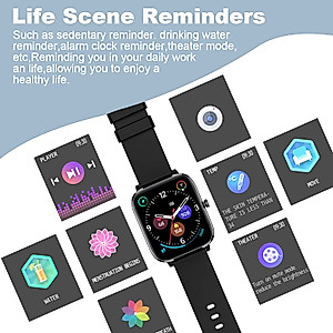 Choiknbo Smart Watch,IP68 Waterproof Fitness Tracker Smart Watch for Men/Women with Replace Strap,1.7“ Full Touch Screen Call Receive/Dial Sleep/Heart Rate Monitor for Android Phones (Black+Black)
