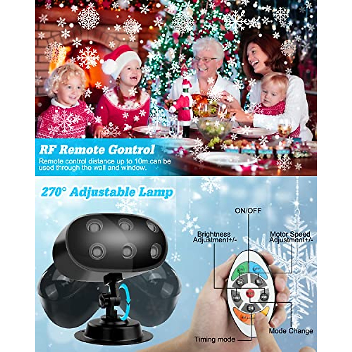 Christmas Projector Lights Outdoor Snowflake Projector Holiday Projection with Remote IP65 Waterproof for Themed Holiday Party