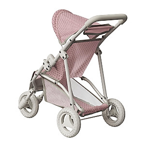 Olivia's Little World Doll Jogging-Style Stroller with Canopy, Storage Underneath, Pink and Cream and Gray