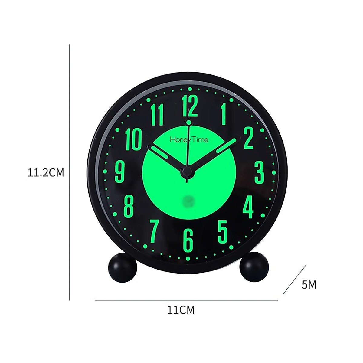 GRFIT Alarm Clocks Super Loud Rechargeable Luminous Alarm Clock, 4 "Round Silent Analog Table Clock Non-Ticking, Desk Clock for Bedroom, Bedside Table Bedside Clock (Color : Brass)