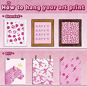 Chinco 6 Pieces Preppy Room Decor Aesthetic Wall Art Hot Pink White cheetah Print Wall Decor Cute Pink Posters for Teen Girls Dorm Bedroom Wall Decorations, Unframed, 8 x 10 Inches