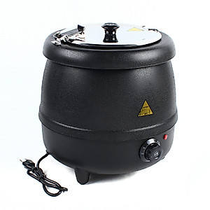 OUKANING 10L Soup Kettle, 400W PP Shell Commercial Electric Soup Warmer 110V Black Countertop Food Kettle Warmer Restaurant Stainless Steel Pot for Home & Commercial