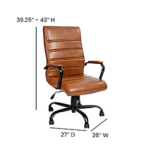 EMMA + OLIVER High Back Brown LeatherSoft Executive Swivel Office Chair with Black Frame/Arms