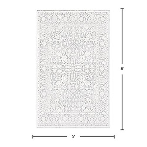 FirsTime & Co. Gray Noelle Vintage Medallion Area Rug for Living Room, Bedroom, Entryway, Home Office, Distressed, French Country, 5 x 8 Feet