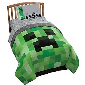Jay Franco Minecraft Creeper 4 Piece Twin Bed Set (Offical Product)
