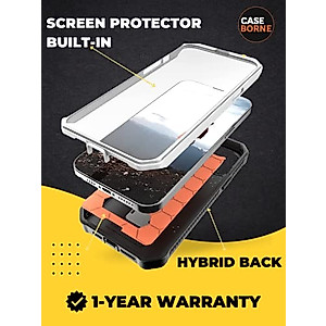 CaseBorne ArmadilloTek V Compatible with iPhone 14 / iPhone 13 Case - [Up to 21 Feet Drop Proof] - Military Grade Full Body Heavy Duty with Built-in Screen Protector and Kickstand - White