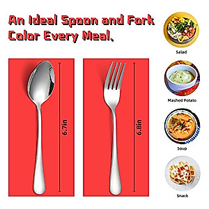 Kitware 12 Pices Fork and Spoons Silverware Set for 6, Stainless Steel Flatware Cutlery, Mirror Polished Kitchen Utensil for Home, Outdoor, Hiking, BBQ