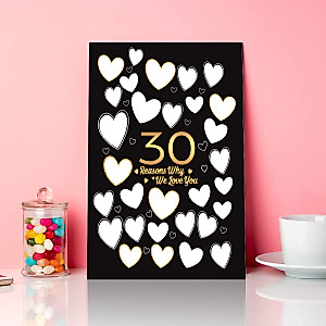30 Reasons Why We Love You, 30th Birthday Gift Guest Canvas, For Her, Man, Woman, Sister, Friend, Family, Great 30th Anniversary or 30th Birthday Party Decoration-11x15 inches
