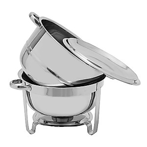 14 Qt. Soup Chafer, Soup Warmer Catering Supplies Food Warmer, 201 Stainless Steel Chafing Dish Buffet Set with Fuel Holder, Round Food Warming Tray for Event Party Holiday Dinners (Silver)