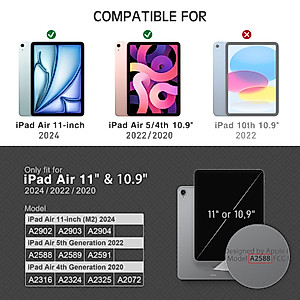 KingBlanc Case for iPad Air 11-inch Case (2024, M2, 6th Generation), iPad Air 5th/4th Gen Case (2022/2020, 10.9") with Pencil Holder, Vegan Leather Stand Cover, Auto Sleep Wake (Yellow)