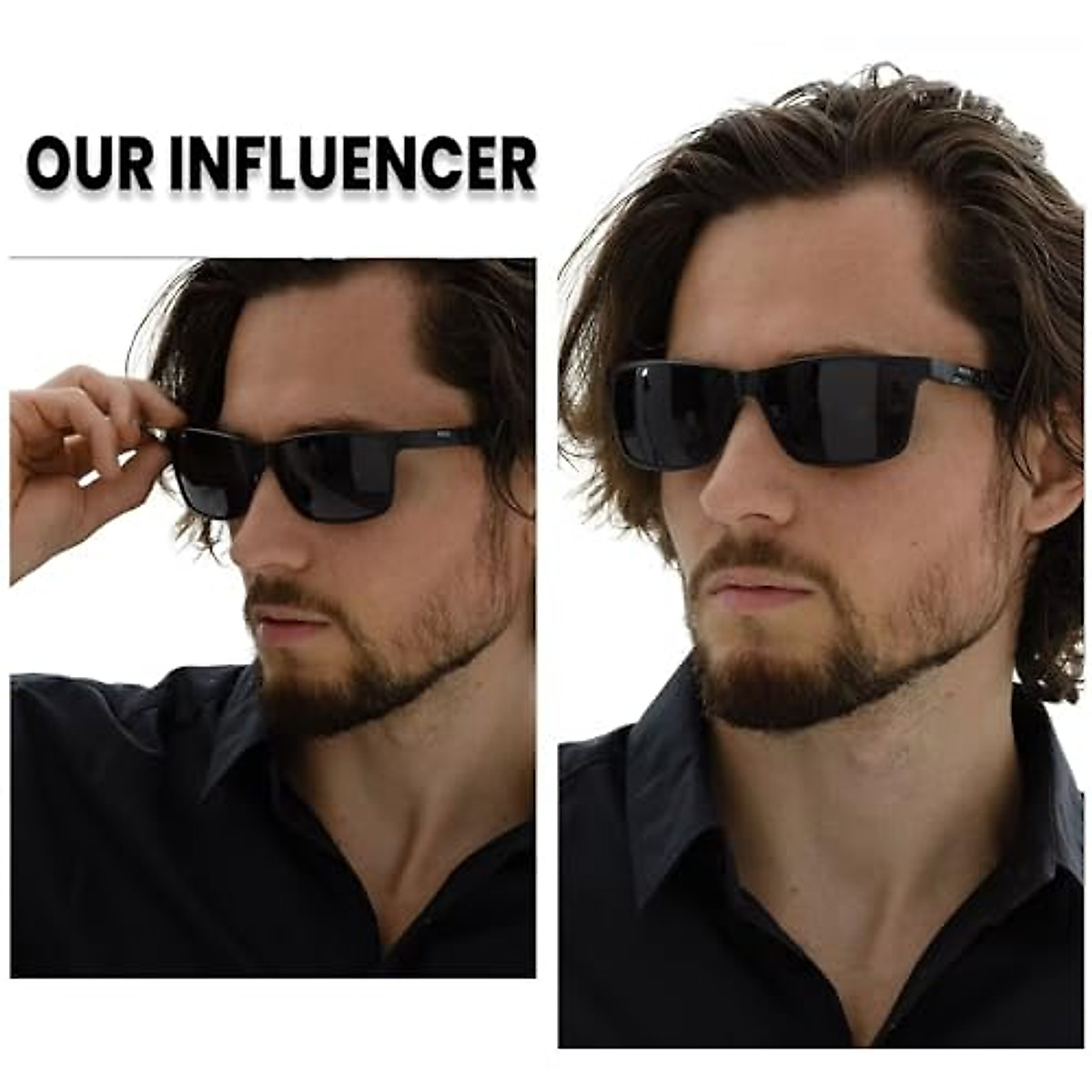 DUCO Square Polarized Sunglasses for Men LightWeight Carbon Fiber UV400 Protection Sun Glasses 8206