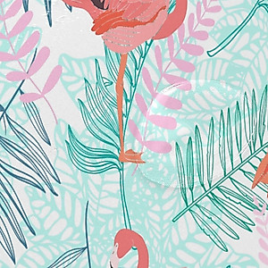 Burbuja Shower Curtain for Bathroom, Leaves and Flamingo Waterproof Washable Shower Bath Curtain for Home Hotels with 12 Hooks, 60x72 in