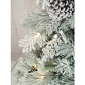 Kuopociaga Flocked Artificial Christmas Tree Prelit 650 LED Lights 7.5 Feet Pine